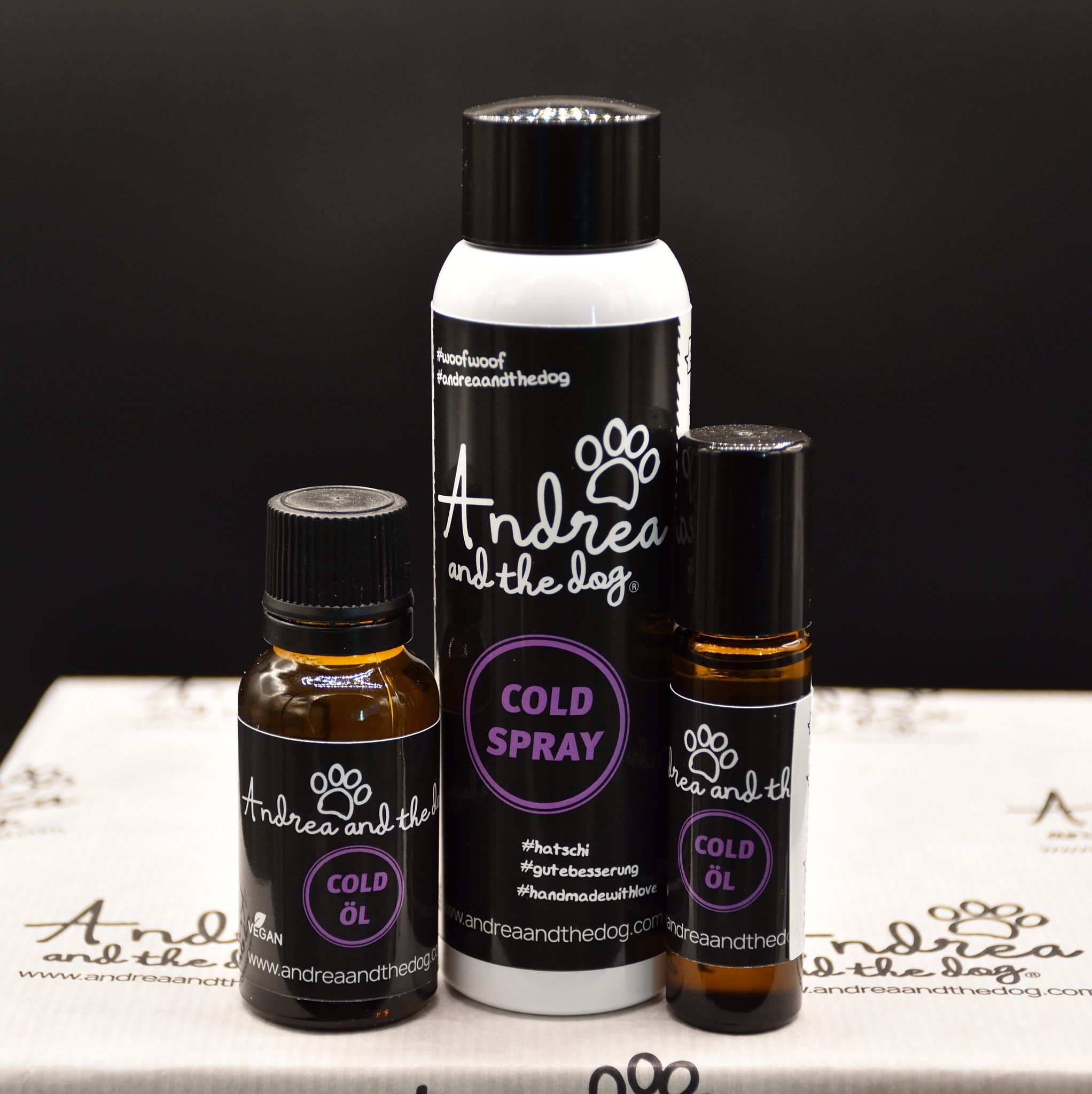 Cold Set - Spray, Öl und RollOn – Andrea and the dog